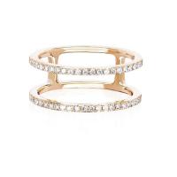 China White CZ Double Row Stackable Rings Gold 18K Plated Real 925 Sterling Silver Crystal Cubic Zircon Jewelry for sale