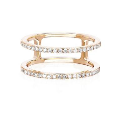 China White CZ Double Row Stackable Rings Gold 18K Plated Real 925 Sterling Silver Crystal Cubic Zircon Jewelry for sale