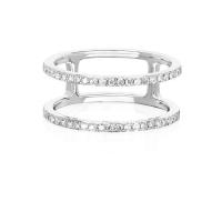 China White CZ Double Row Stackable Rings Gold 18K Plated Real 925 Sterling Silver Crystal Cubic Zircon Jewelry for sale