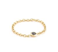 China 3mm Stone Size Popular Gold Plated 925 Silver Bezel Setting Black CZ Chain Ring Benefit for sale