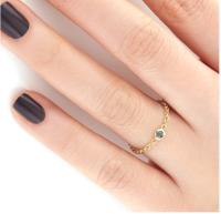 China 3mm Stone Size Popular Gold Plated 925 Silver Bezel Setting Black CZ Chain Ring Benefit for sale