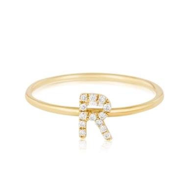 China Silver Jewelry Personalized 18K Gold Plated Stacking Initial CZ Thin Rings for Women for sale