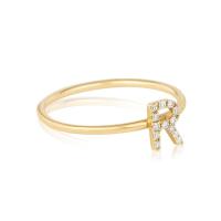 China Silver Jewelry Personalized 18K Gold Plated Stacking Initial CZ Thin Rings for Women for sale