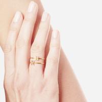 China Silver Jewelry Personalized 18K Gold Plated Stacking Initial CZ Thin Rings for Women for sale