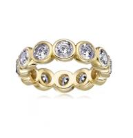 China CLASSIC Ins 18K Gold Plated Bezel Setting CZ Eternity Band 925 Sterling Silver Rings for sale