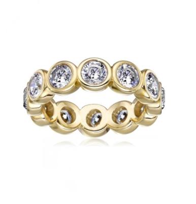 China CLASSIC Ins 18K Gold Plated Bezel Setting CZ Eternity Band 925 Sterling Silver Rings for sale