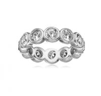 China CLASSIC Ins 18K Gold Plated Bezel Setting CZ Eternity Band 925 Sterling Silver Rings for sale