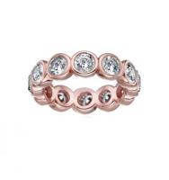 China CLASSIC Ins 18K Gold Plated Bezel Setting CZ Eternity Band 925 Sterling Silver Rings for sale