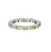 China 925 Silver Eternity Band Ring with Rose Gold Plating and Birthstone CZ Stones Option for sale