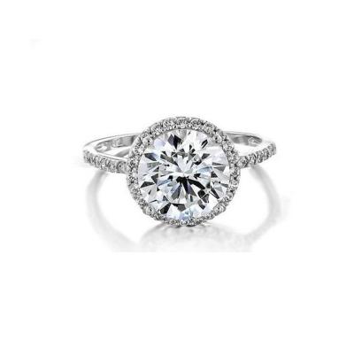 China 925 Sterling Silver 10mm White CZ Solitaire Engagement Ring with Main Stone Size 10mm for sale