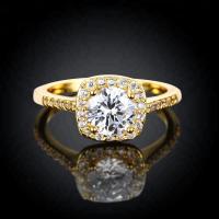China Diamond 18K Gold Plated Rings Size 5 - Size 10 Women Engagement Ring for sale