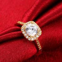 China Diamond 18K Gold Plated Rings Size 5 - Size 10 Women Engagement Ring for sale