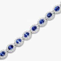 China 5.7mm Width Zircon Tennis Bracelet Oval Emerald White 14K Gold Bracelet Womens for sale