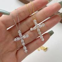 China Customize 925 Sterling Silver Cross Necklace 18k Silver Cross And Chain Ladies for sale