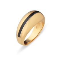China Wholesales 18K Gold Plated Stripe Pink Enamel Dome 925 Sterling Silver Women's Ring for sale