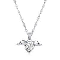 China S925 Sterling Silver Love Wings Necklace Women Heart Zircon Collarbone Chain Jewelry for sale