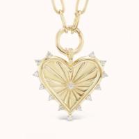 China 18K Gold White CZ Spiked Love Heart Charm Necklace 925 Sterling Silver Pendants for sale