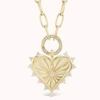 China 18K Gold White CZ Spiked Love Heart Charm Necklace 925 Sterling Silver Pendants for sale