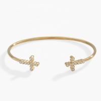 China 925 14K Gold Cross Bangle Bracelet With Pave Crystal Zircon For Women for sale