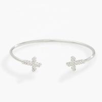 China 925 14K Gold Cross Bangle Bracelet With Pave Crystal Zircon For Women for sale