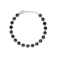 China Thorn CZ Diamond Tennis Bracelet Rhodium Plated Black Gemstone Bracelet for sale