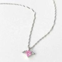 China S925 Sterling Silver Love Wings Necklace Women Heart Zircon Collarbone Chain Jewelry for sale