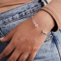 China Pave Inlaid Crystal Zircon 925 Sterling Silver Bangle Cross Cuff 18K Gold Bangle for sale