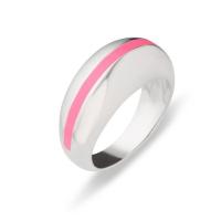 China Wholesales 18K Gold Plated Stripe Pink Enamel Dome 925 Sterling Silver Women's Ring for sale
