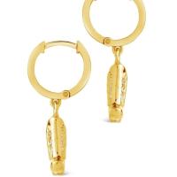 China Cowboy Boot Micro Delicate Brass Drop Earrings White CZ Stone Brass Dangle Earrings for sale