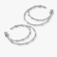 China White Cubic Zirconia Hoop Earrings Bezel Set Twin Hoop Earrings 18K Gold for sale