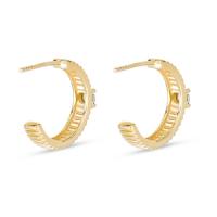 China Ladies Cubic Zirconia Diamond Hoop Earrings Brass Round Brilliant Cut for sale