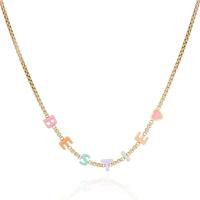 China Custom Name Necklace Individual Letters Enamel Personalized Gold Necklace Initials for sale
