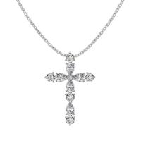 China Customize 925 Sterling Silver Cross Necklace 18k Silver Cross And Chain Ladies for sale