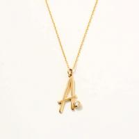 China Bezel Set White CZ Initial Pendant Unisex 925 Sterling Silver Personalized Necklace for sale