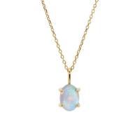China Handmade 18K Gold Plated Pendant Prong Setting Opal Stone 925 Silver Necklace for sale