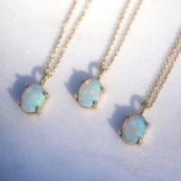 China Handmade 18K Gold Plated Pendant Prong Setting Opal Stone 925 Silver Necklace for sale