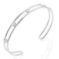 China Platinum Diamond Cubic Zirconia Cuff Bracelet Width 6mm CZ Cuff Bracelet for sale
