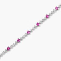 China 3MM White Zircon Ruby Tennis Bracelet Round Cut Sterling Silver Tennis Bracelet for sale