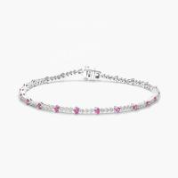 China 3MM White Zircon Ruby Tennis Bracelet Round Cut Sterling Silver Tennis Bracelet for sale