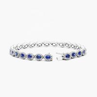 China 5.7mm Width Zircon Tennis Bracelet Oval Emerald White 14K Gold Bracelet Womens for sale