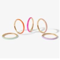 China Pink Enamel 18K Gold Plated Rings Solid 925 Sterling Silver Stacking Rings for sale