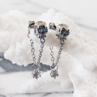 China 18K Gold Plated Handmade Opal Stone Skull Chain Drop Women's Earring for sale