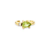 China 18K Gold Plated 925 Sterling Silver TRENDY Design Pear Cut Peridot CZ Cuff Earrings for sale