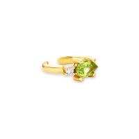 China 18K Gold Plated 925 Sterling Silver TRENDY Design Pear Cut Peridot CZ Cuff Earrings for sale