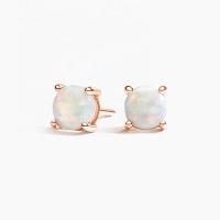 China 18K Gold 6MM Solitaire Opal Stud Earrings For Women And Girls Fine Jewelry for sale