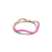 China 925 Sterling Silver 18k Gold Pink Enamel Band Rings For Women Girls for sale