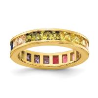 China Colorful Cubic Zircon Eternity Wedding Ring Band for Women 925 Silver ECO-Friendly for sale