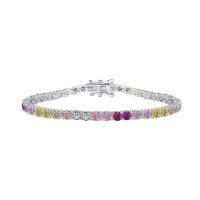 China Personalized Style Rainbow Zircon Inset 925 Sterling Silver Tennis Bracelet For Women for sale