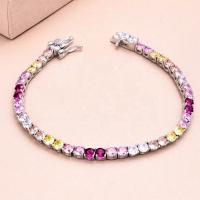 China Personalized Style Rainbow Zircon Inset 925 Sterling Silver Tennis Bracelet For Women for sale