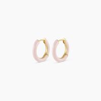 China Customized Logo Chunky 18K Gold Plated Hoop Turquoise Enamel Color 925 Sterling Silver Huggies Earrings for sale